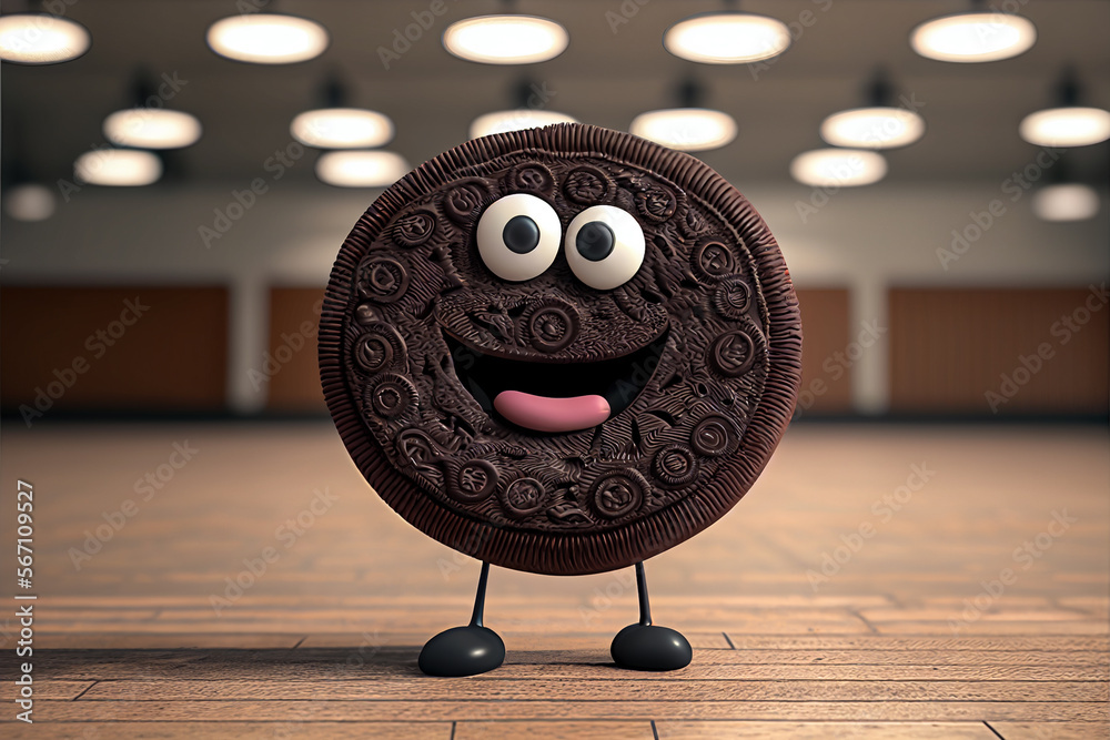 Cartoon character oreo cookie food, Funny cheering and smiling ...