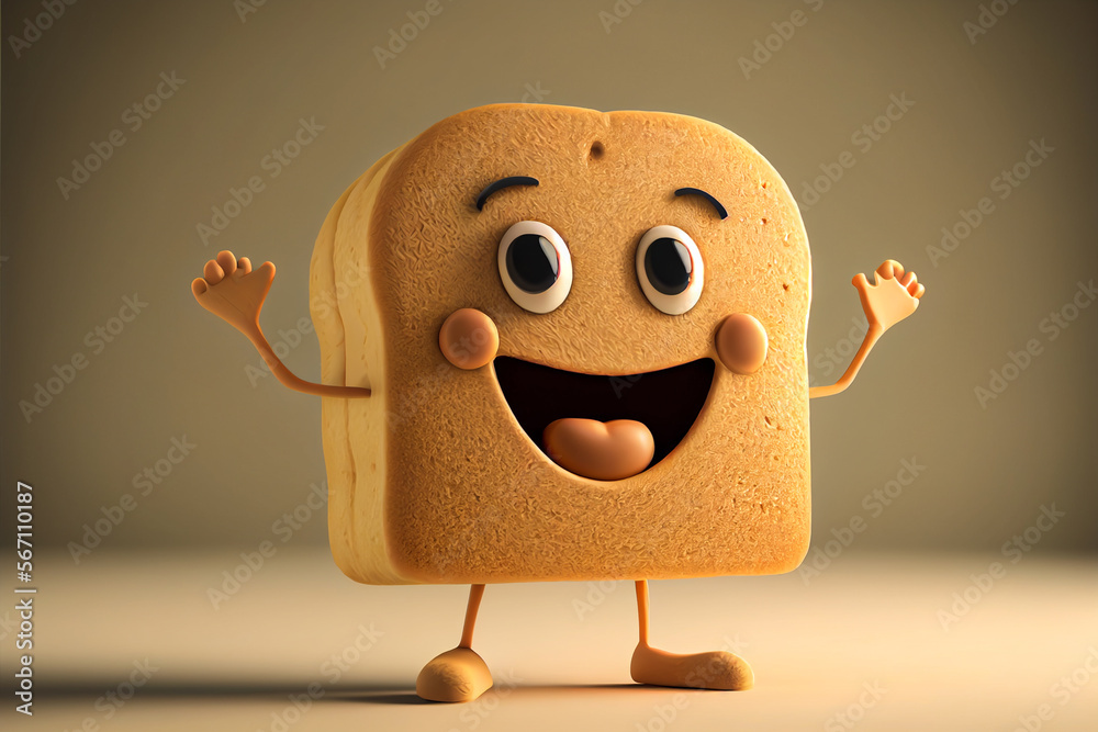 Cartoon character tosti bread food, Funny cheering and smiling ...