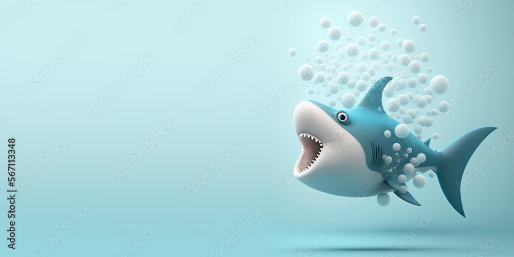 Cute Cartoon Shark Character (Generative AI) Stock Illustration | Adobe ...