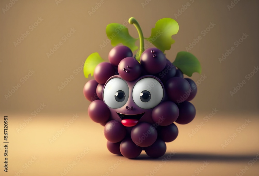 Cute cartoon character bunch of grapes.AI generated. Stock Illustration ...