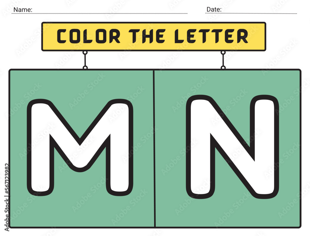 Alphabet letters tracing worksheet with alphabet letters m and n Stock ...