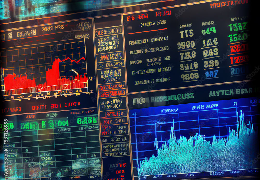 ภาพประกอบสต็อก Stock market digital graph chart, AI Generative ...