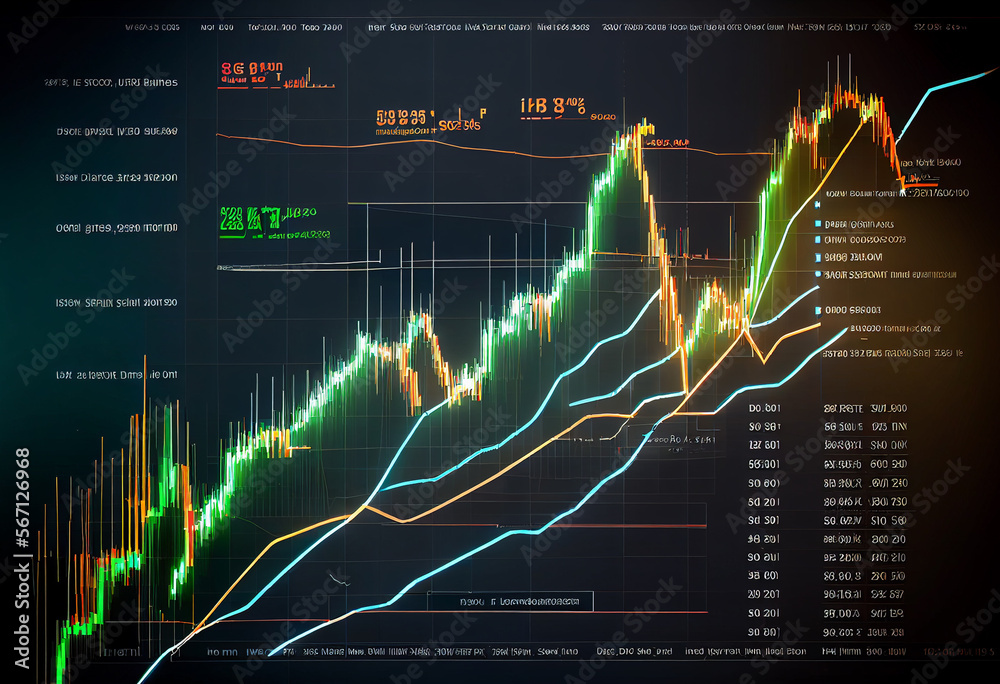 Stock market digital graph chart, AI Generative Illustration. Stock ...