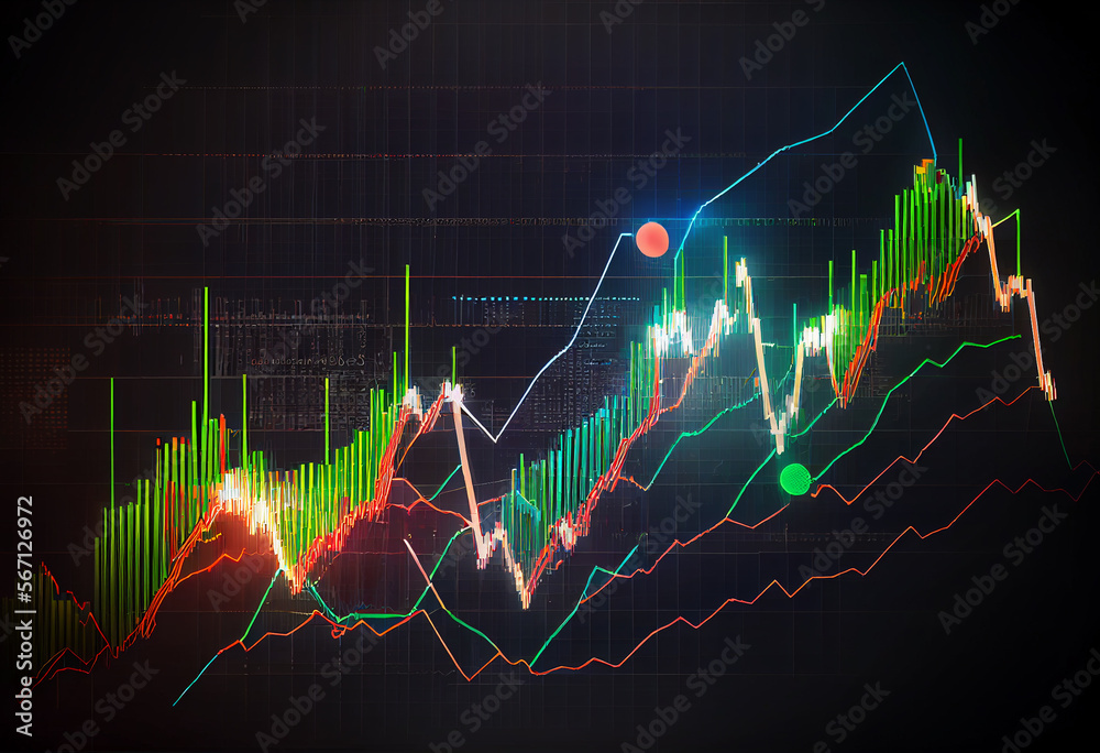 Stock market digital graph chart, AI Generative Illustration. Stock ...