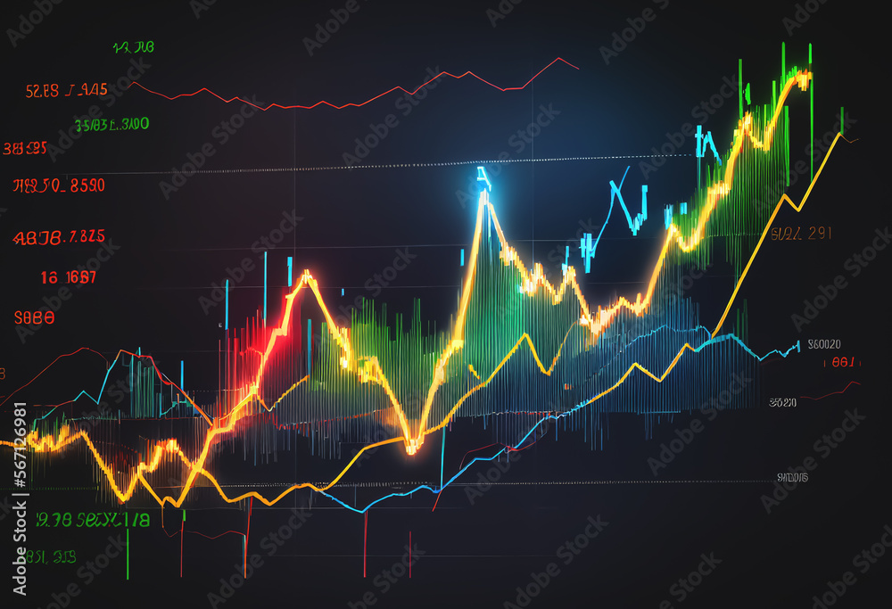 Stock market digital graph chart, AI Generative Illustration. Stock ...