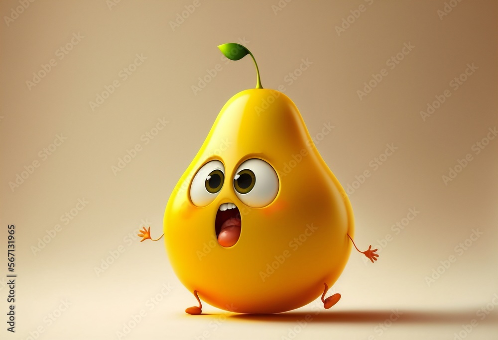 Funny scared mango cartoon character.AI generated. Stock Illustration ...