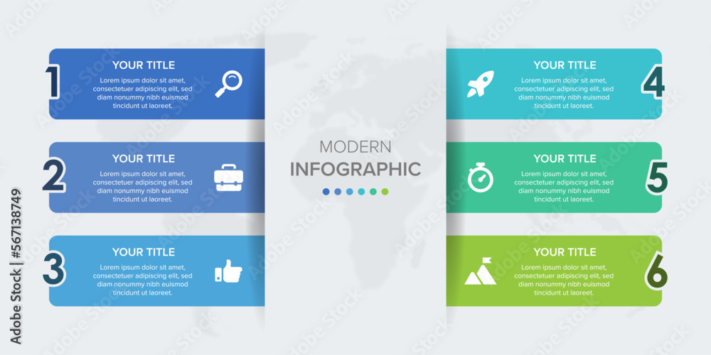 Creative concept for infographic element vector 6 options, steps, list, process. Abstract ...