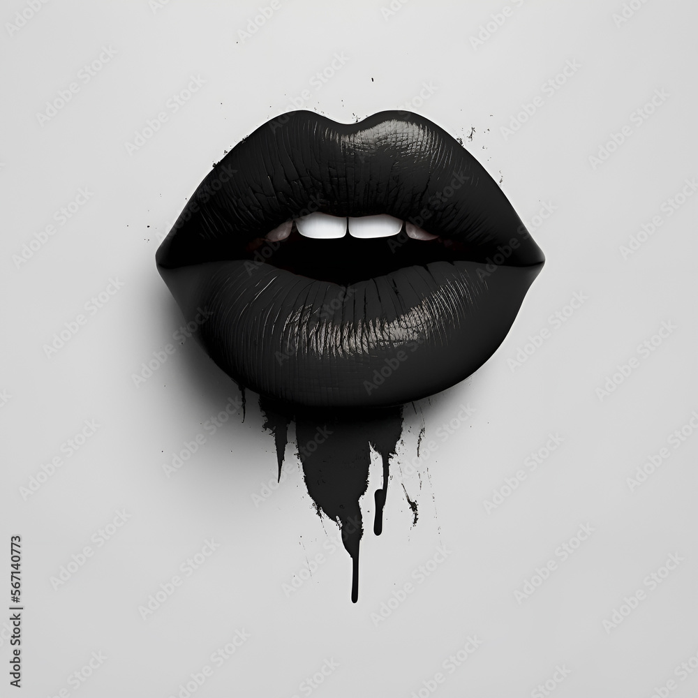Black Lipstick Lips Drawing