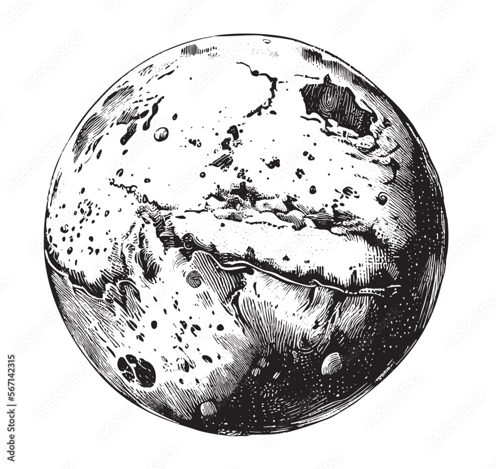Planet mars sketch hand drawn sketch in doodle style Vector ...