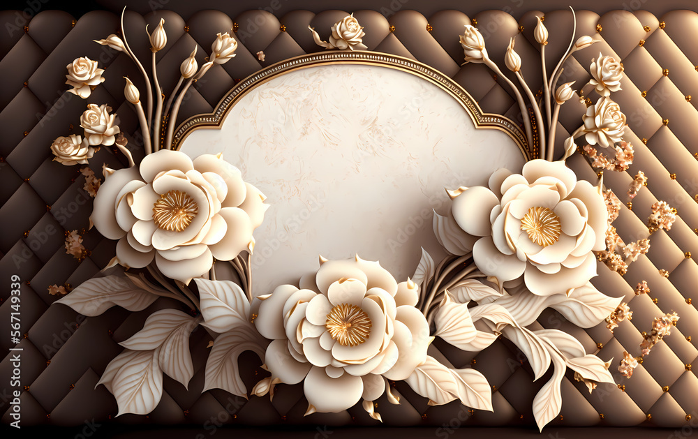 3D wallpaper for home interior classic decorations background Flowers ...