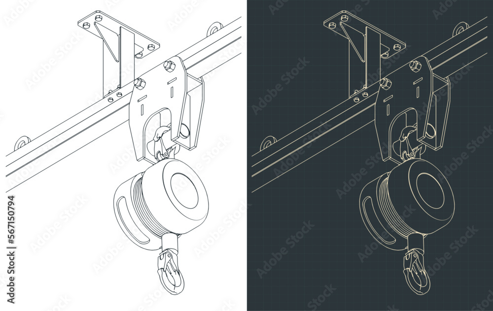 Crane trolley drawings Stock Vector | Adobe Stock