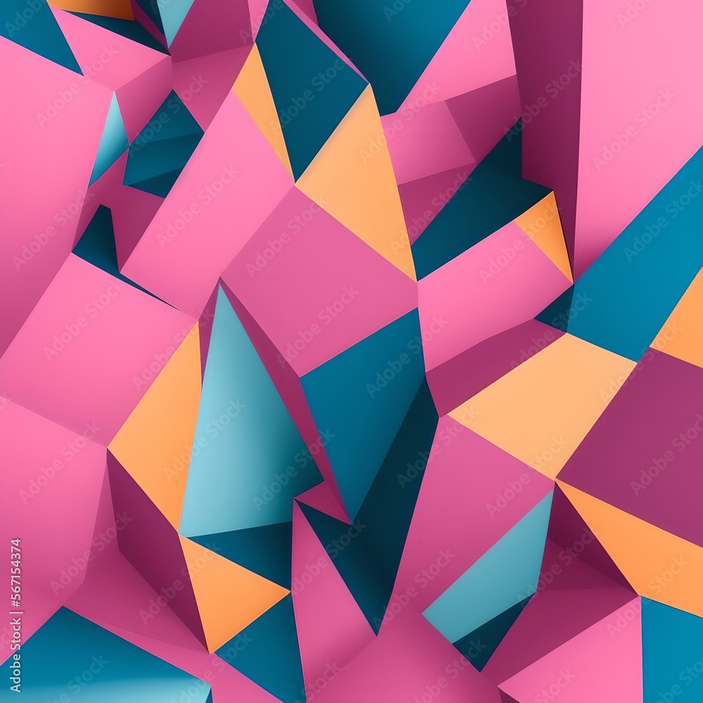 Geometric Low Poly 3D CGI Render Wallpaper Background, AI Generated ...