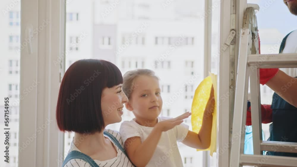 Kids clean the house. Children help at home. The family is engaged in ...