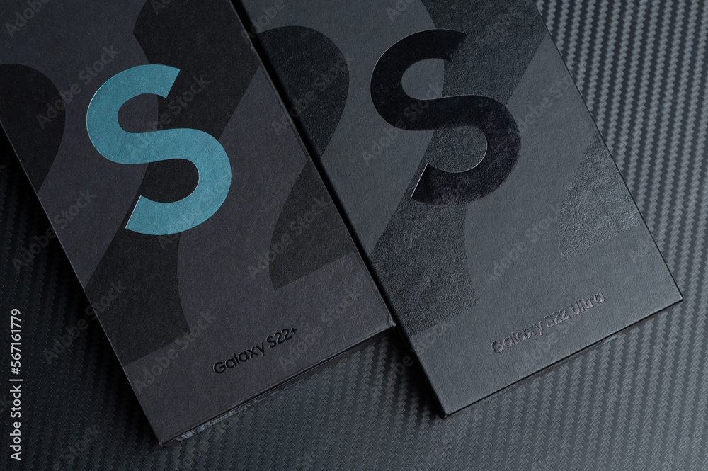 Boxes of S22 ultra and plus smartphones Stock Photo | Adobe Stock