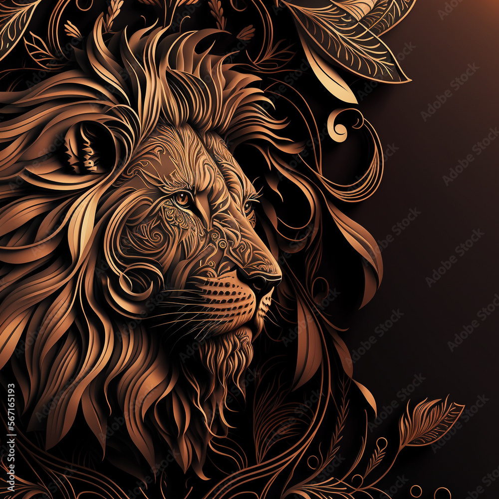 Lion Graphic Design Logo Tattoo Emblem. African. Generative AI Stock ...