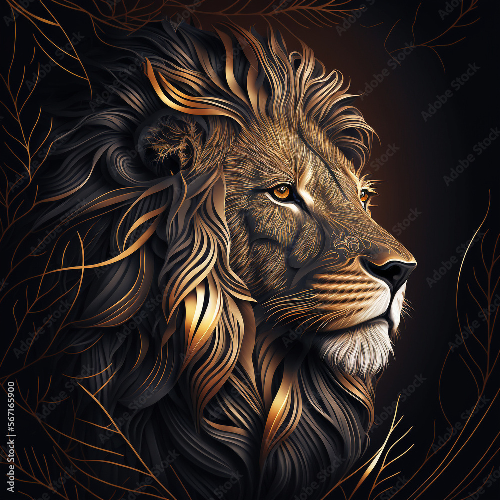 Lion Graphic Design Logo Tattoo Emblem. African. Generative AI Stock ...