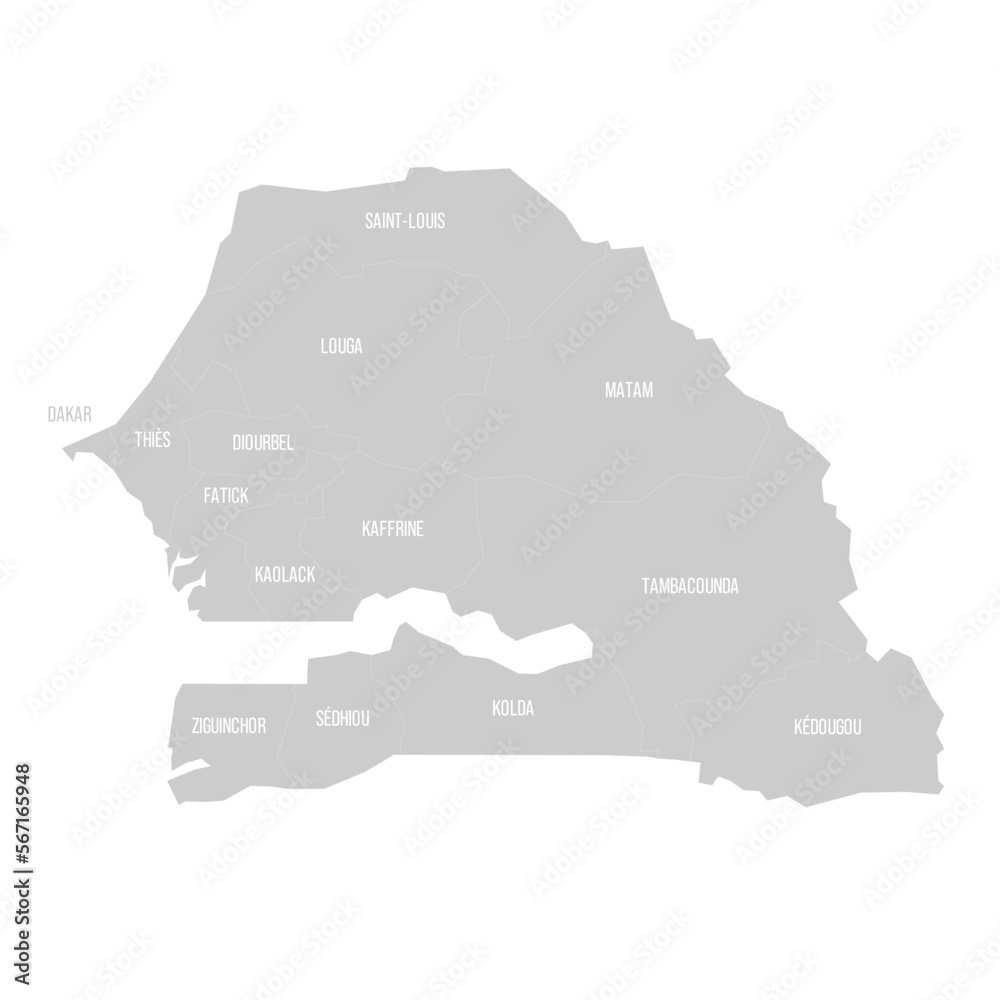 Fototapeta mapa świata dla dzieci Senegal political map of ... Fototapeta mapa świata dla dzieci Senegal political map of ...