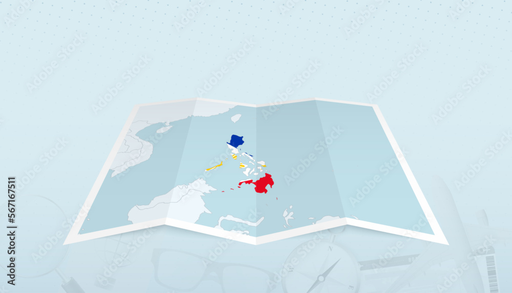 Map of Philippines with the flag of Philippines in the contour of the ...
