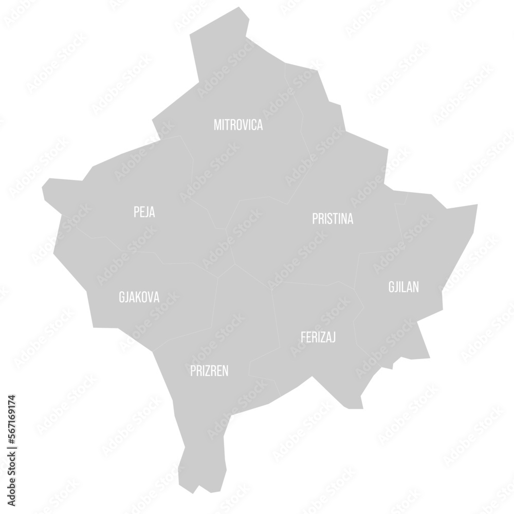Kosovo political map of administrative divisions Stock Vector | Adobe Stock