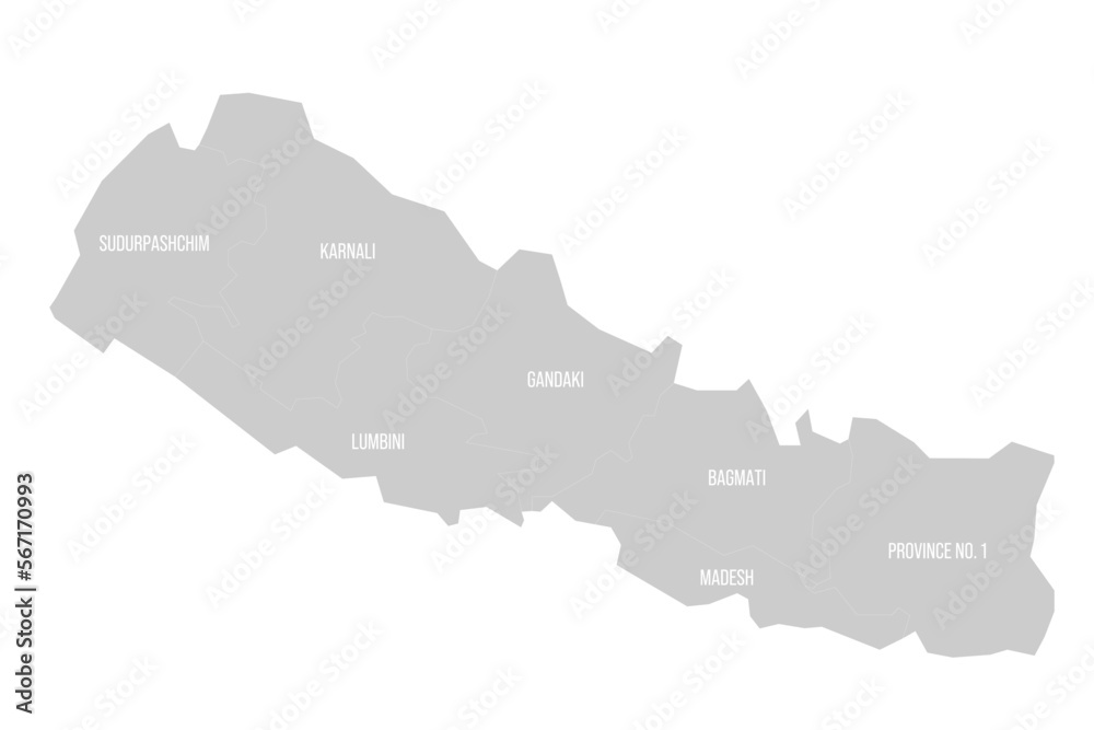 Nepal political map of administrative divisions Stock Vector | Adobe Stock