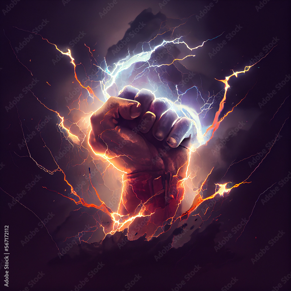 Lightning fist generative ai Stock-Illustration | Adobe Stock