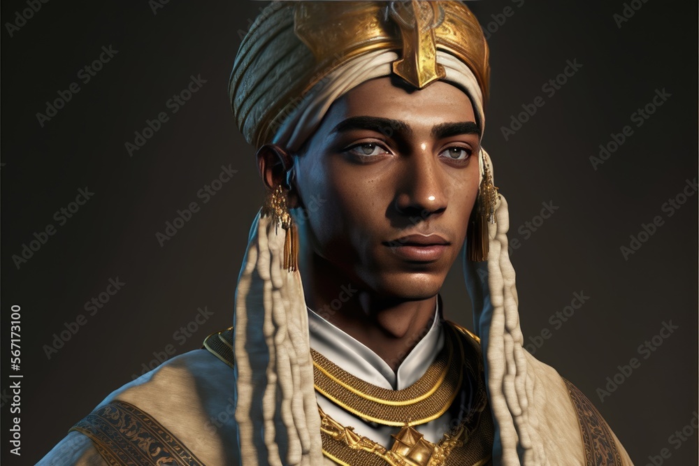 Beautiful male from Egypt in traditional clothes, created with ...