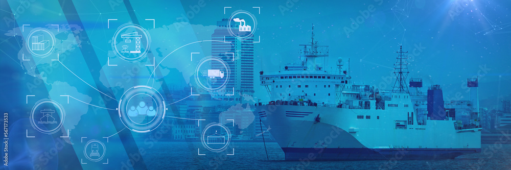 Smart logistics, Global business concept. Container cargo ship of ...