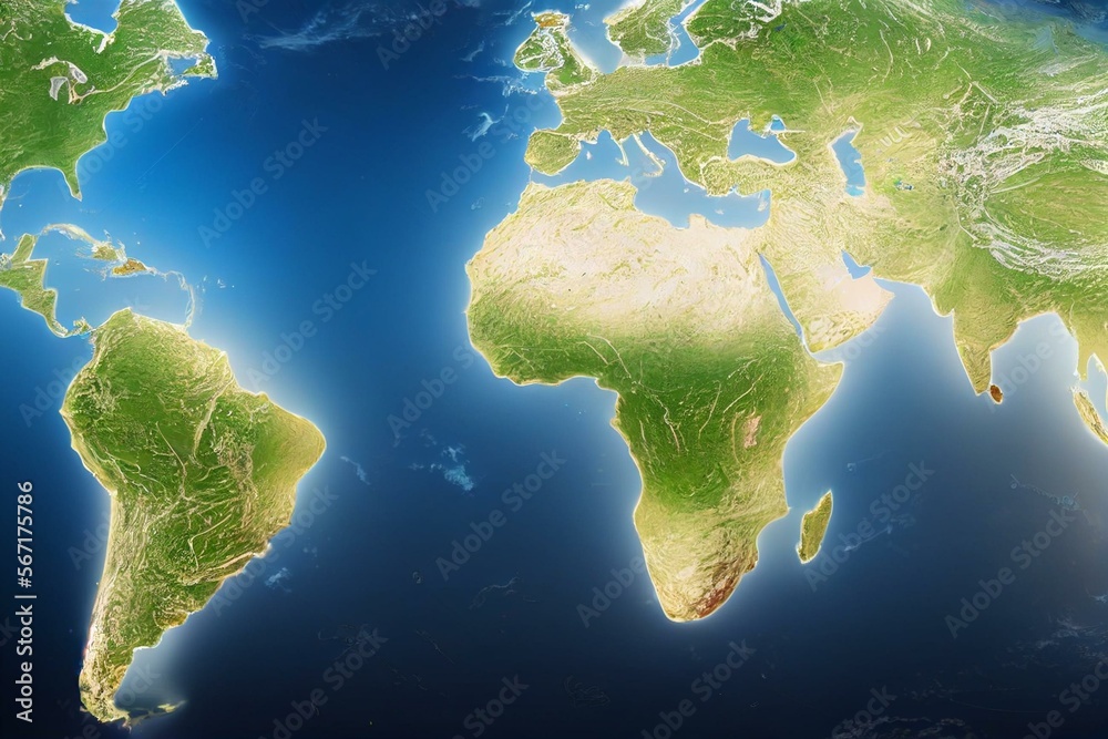 Planet Earth with detailed relief is covered with a complex luminous ...