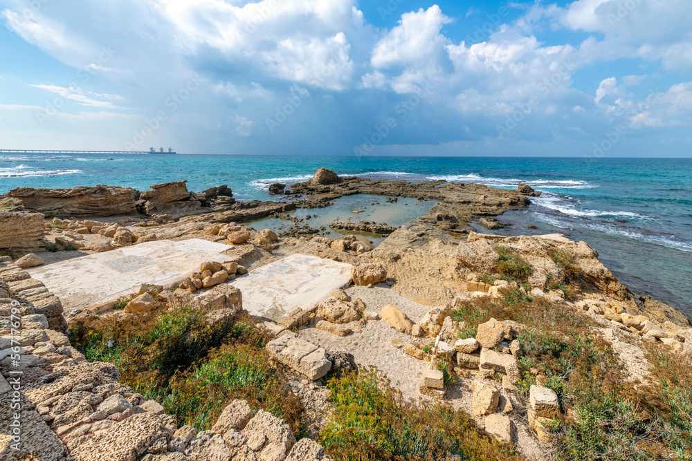 King Herod's private palace villa ruins at the ancient archaeological ...