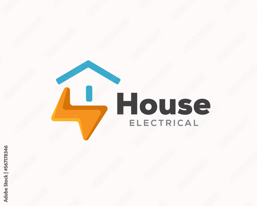 simple electric house home installation logo symbol design template ...