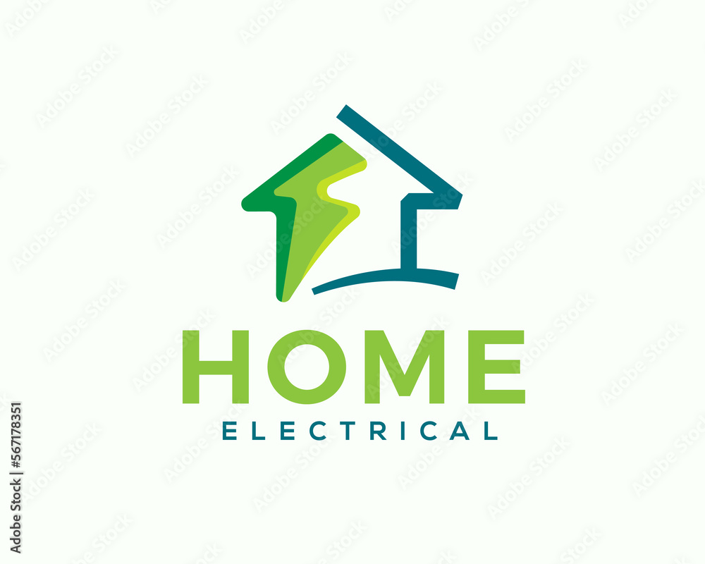 simple abstract house home electrical installation logo symbol design ...