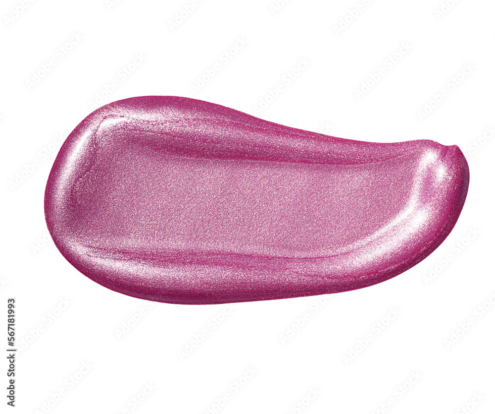 pink shimmer swatch of lip gloss, glossy lipstick product stroke, acryl ...