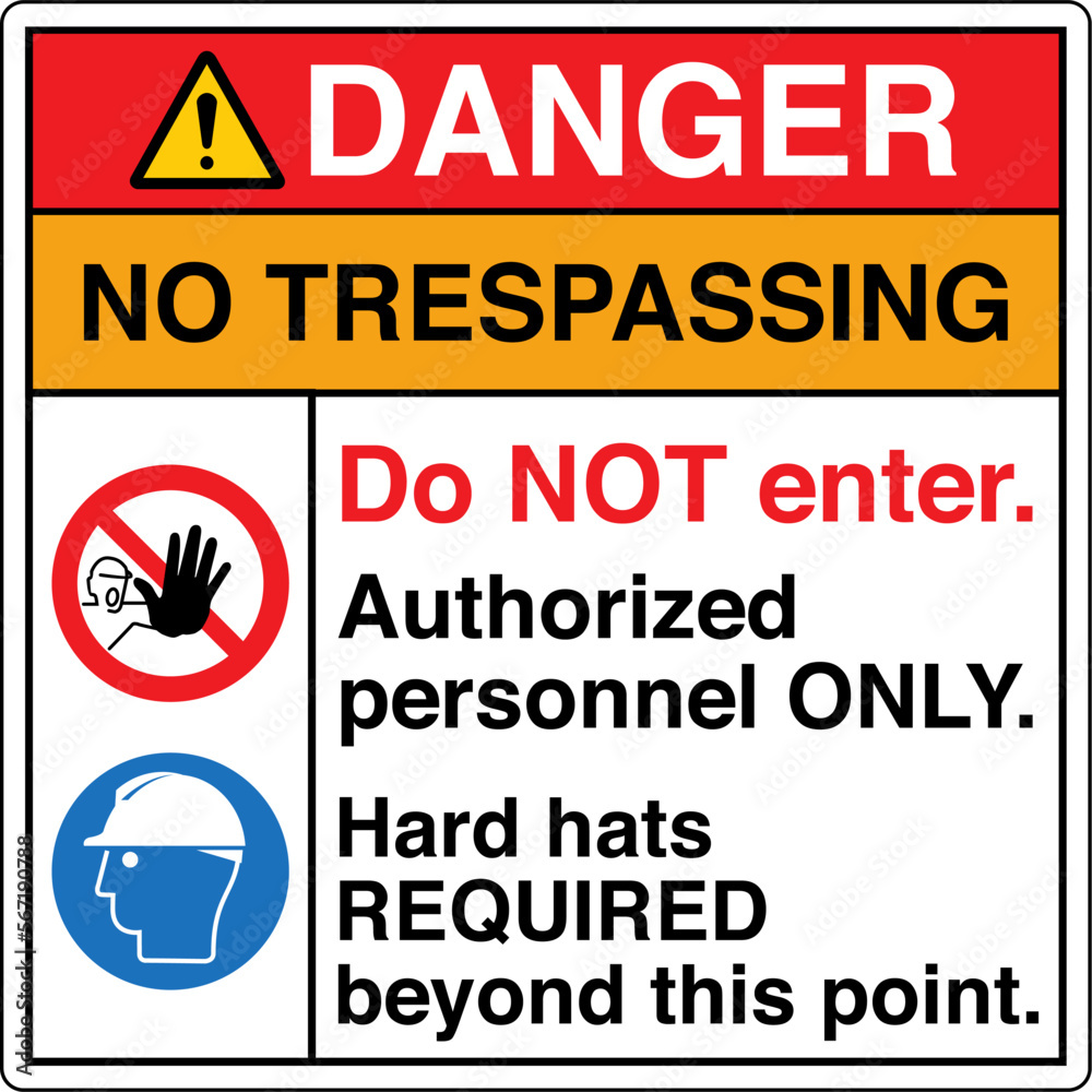 Safety Sign Marking Label Symbol Pictogram Danger NO TRESPASSING Do NOT ...