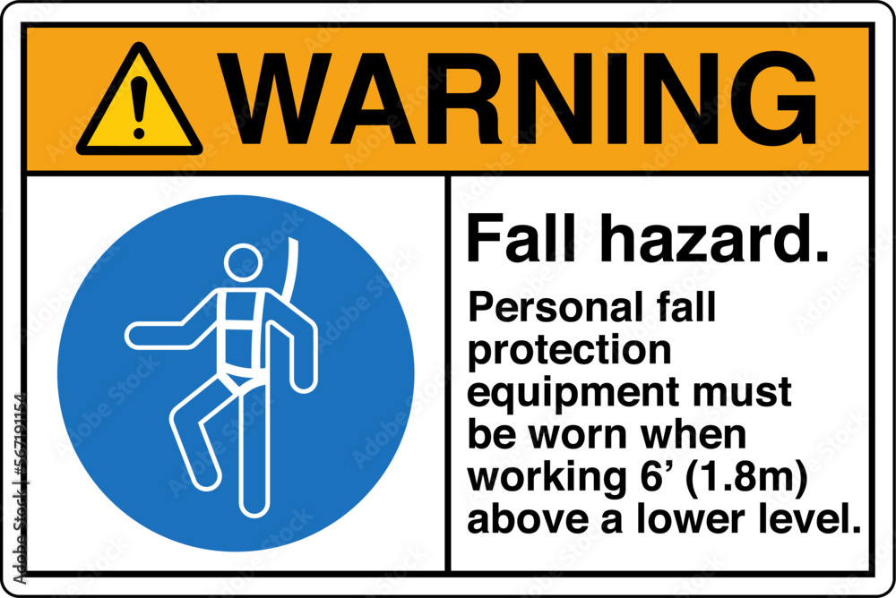Safety Sign Marking Label Symbol Pictogram Standards Warning Fall ...