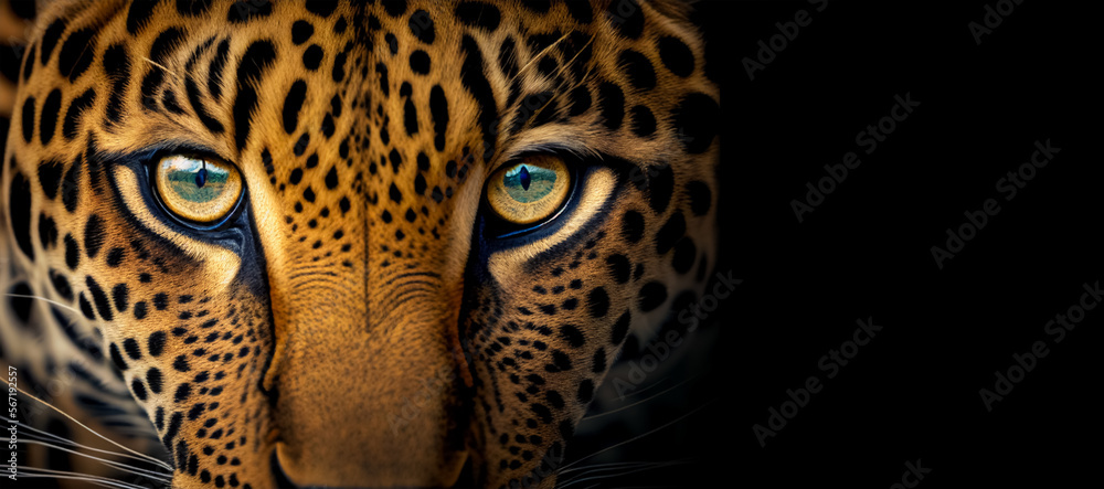 Extreme close up of tiger eyes front view looking at camera banner with ...