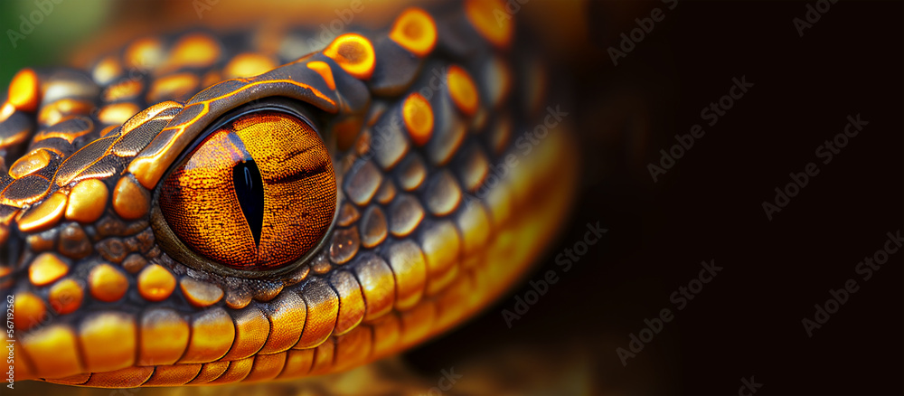 Extreme close up of snake eye front view looking at camera horizontal ...