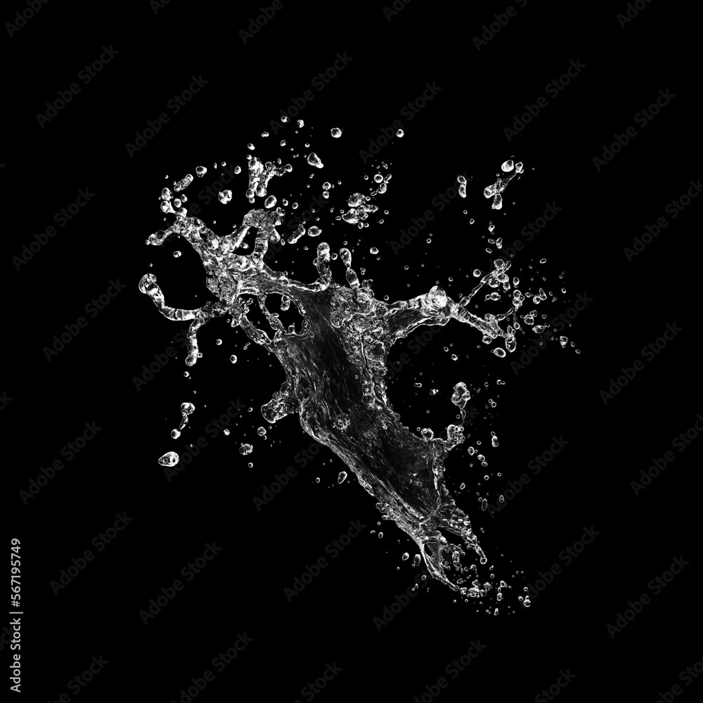 Pure Water splash isolated on black background. Royalty high-quality ...