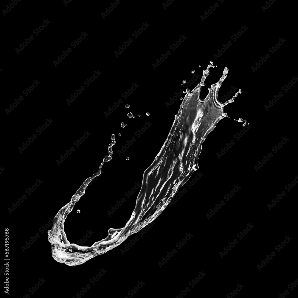 Pure Water splash isolated on black background. Royalty high-quality ...