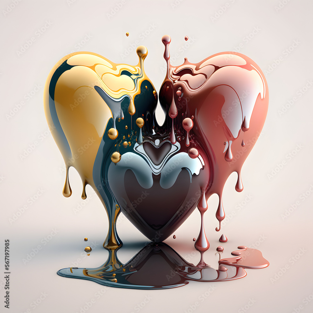 hearts that seem to be melting into one another, creating a sense of ...