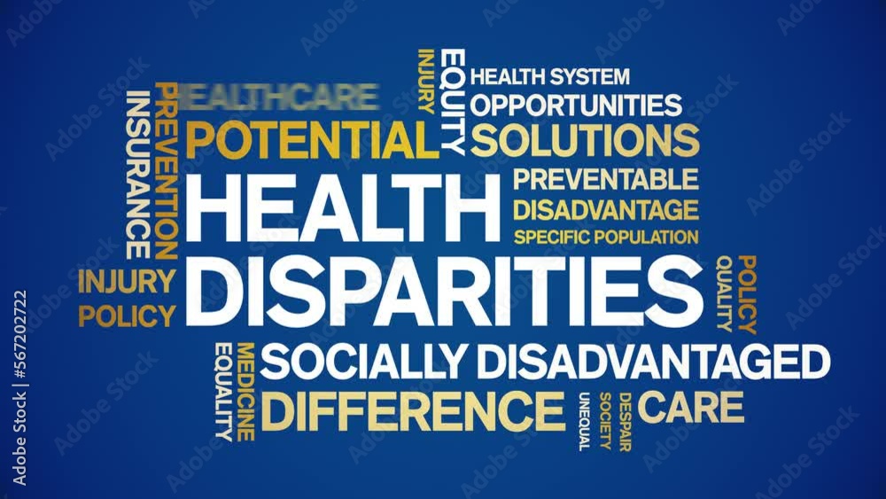 Health Disparities animated tag word cloud;text design animation ...