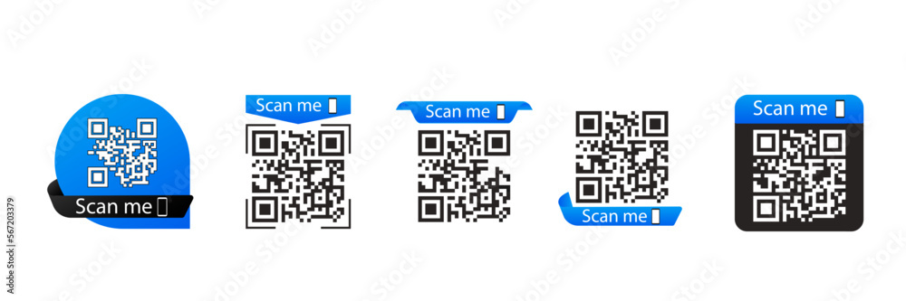 Qr Code Scan For Smartphone Qr Code Frame Vector Set Template Scan Me Qr Code For Smartphone