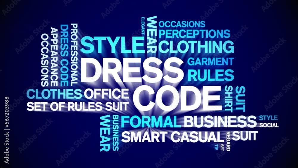 Dress Code animated tag word cloud;text design animation kinetic ...