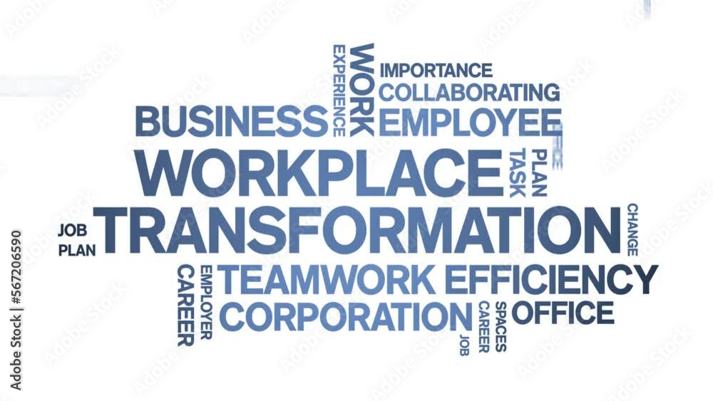 Workplace Transformation animated tag word cloud;text design animation ...