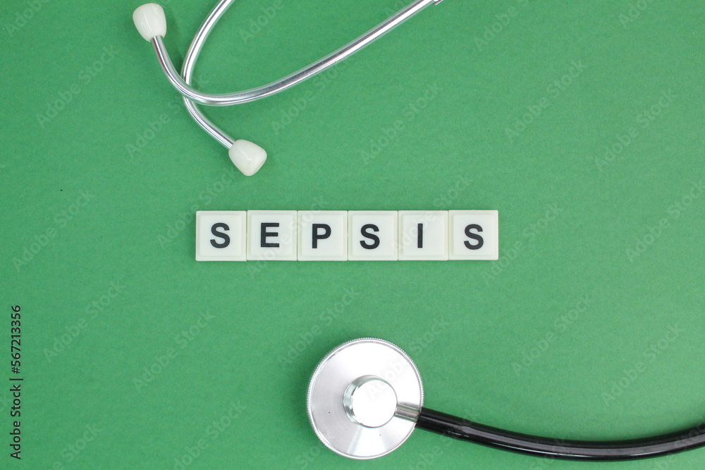 stethoscope with sepsis alphabet word. health and medical concepts ...
