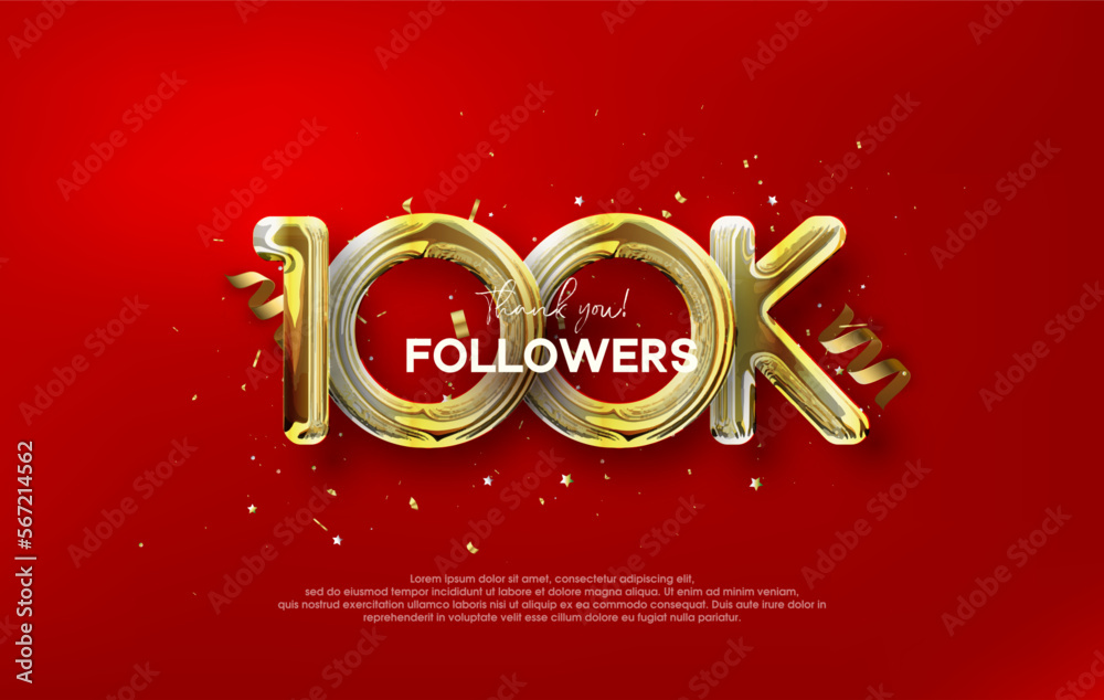 Thank you for the 100k followers with metallic gold balloons ...