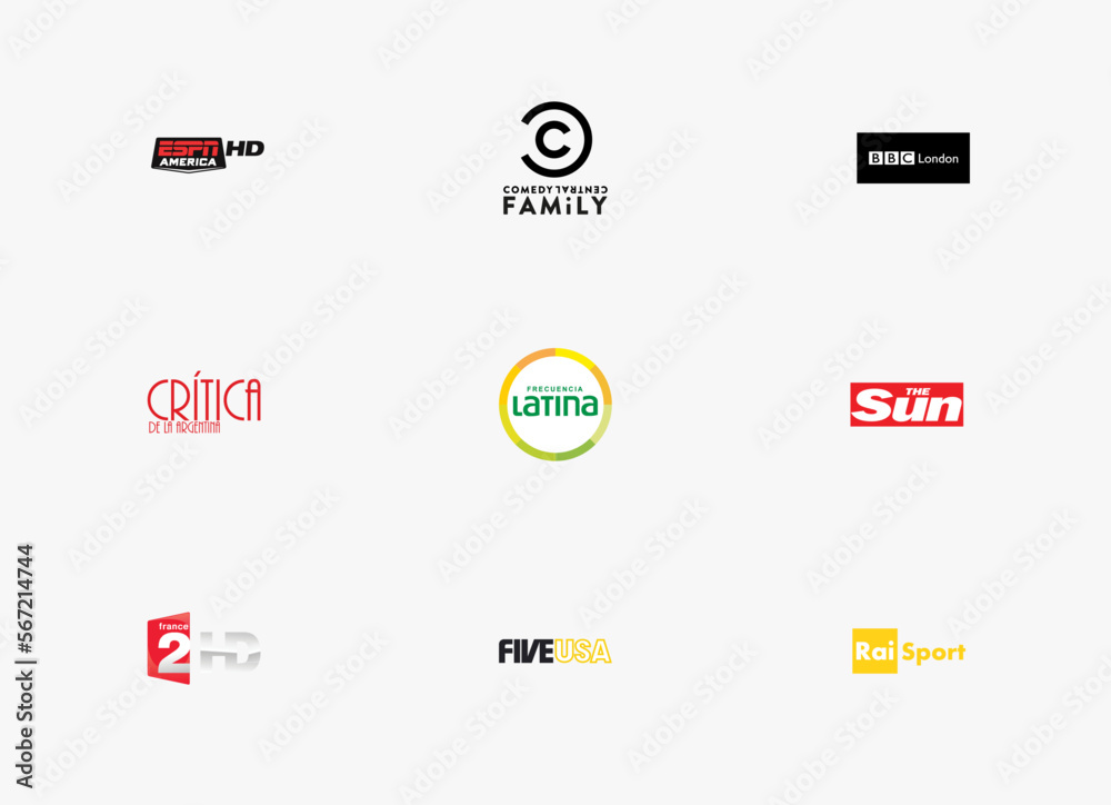 Most popular media brand logo vector. Collection of media brand logo ...