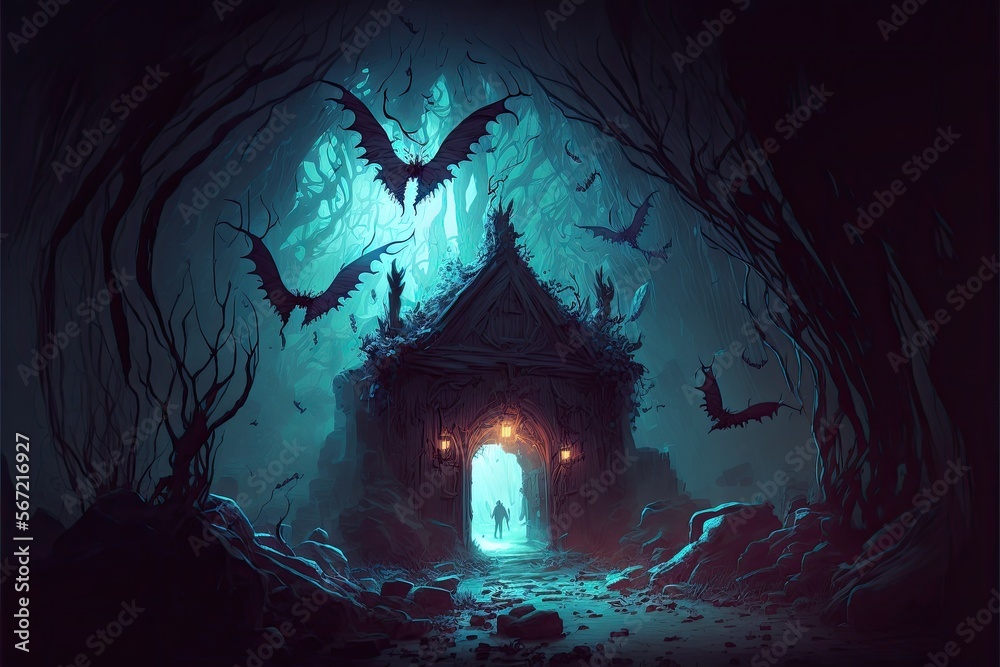 A dark and creepy lair filled with evil fairies and other dark ...