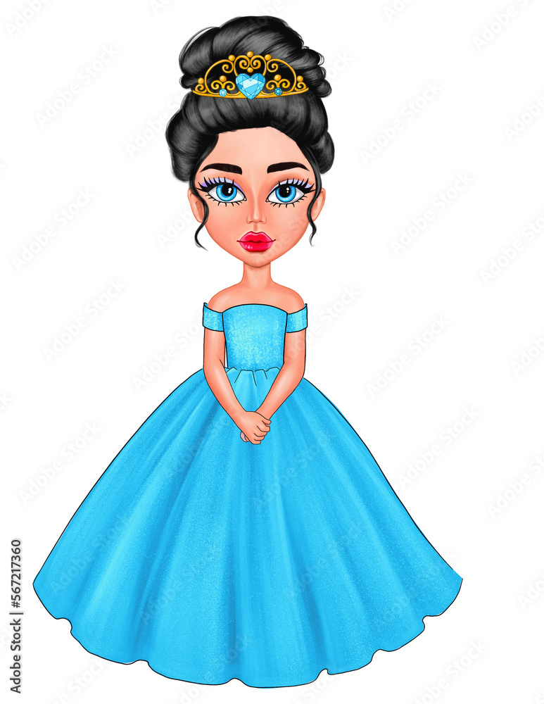 Little Princess in a Fluffy Dress.Princess Clip Art.Fairy Tale Clipart ...