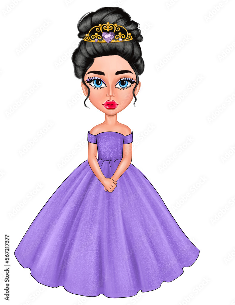Little Princess in a Fluffy Dress.Princess Clip Art.Fairy Tale Clipart ...