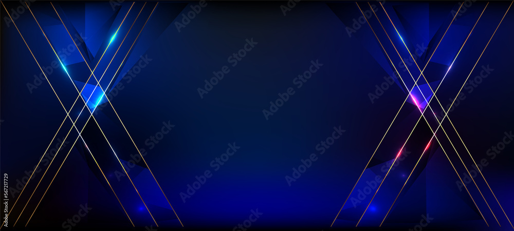 Blue Golden Side Corner Lines Frame Lines Award Background. Trophy on ...